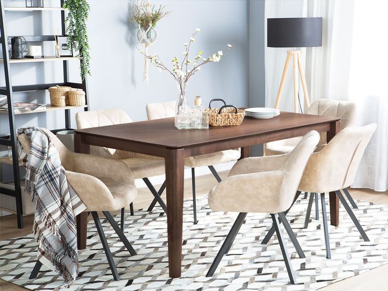 Dining Table 160 x 90 cm Dark Wood LOTTIE | Beliani.co.uk