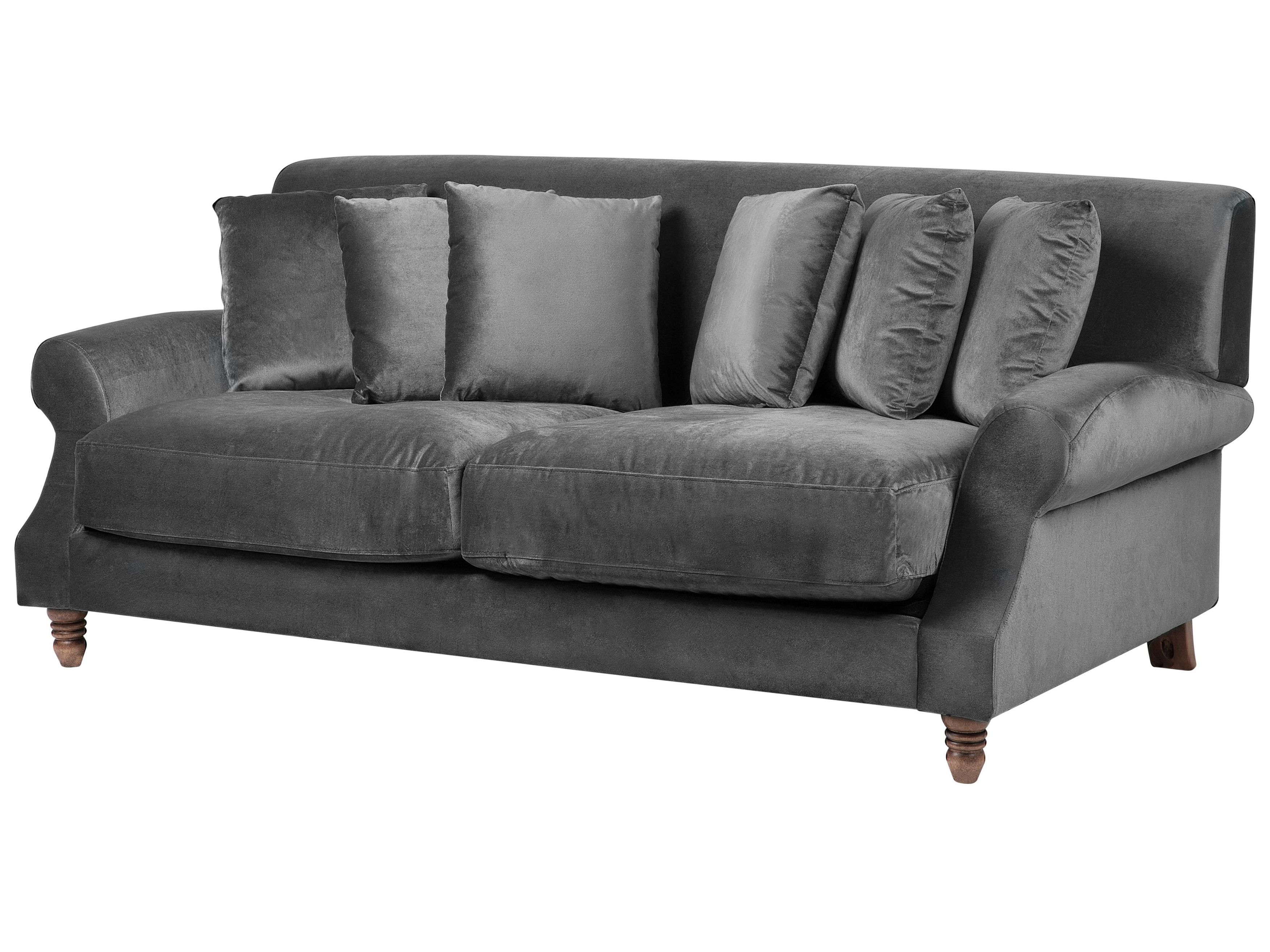 3 Seater Velvet Sofa Grey EIKE | Beliani.at