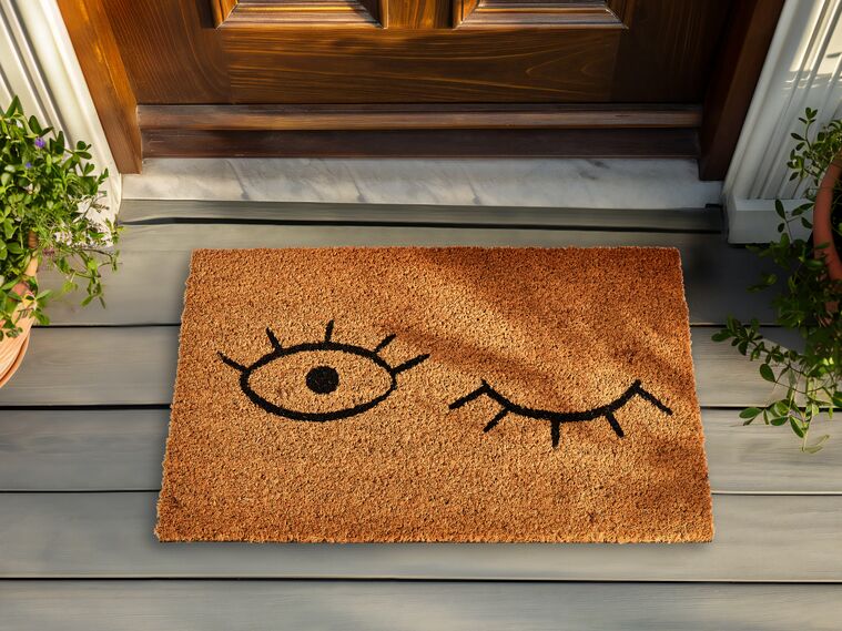 Coir Doormat Eye Motif Natural TAPULAO | Beliani.co.uk
