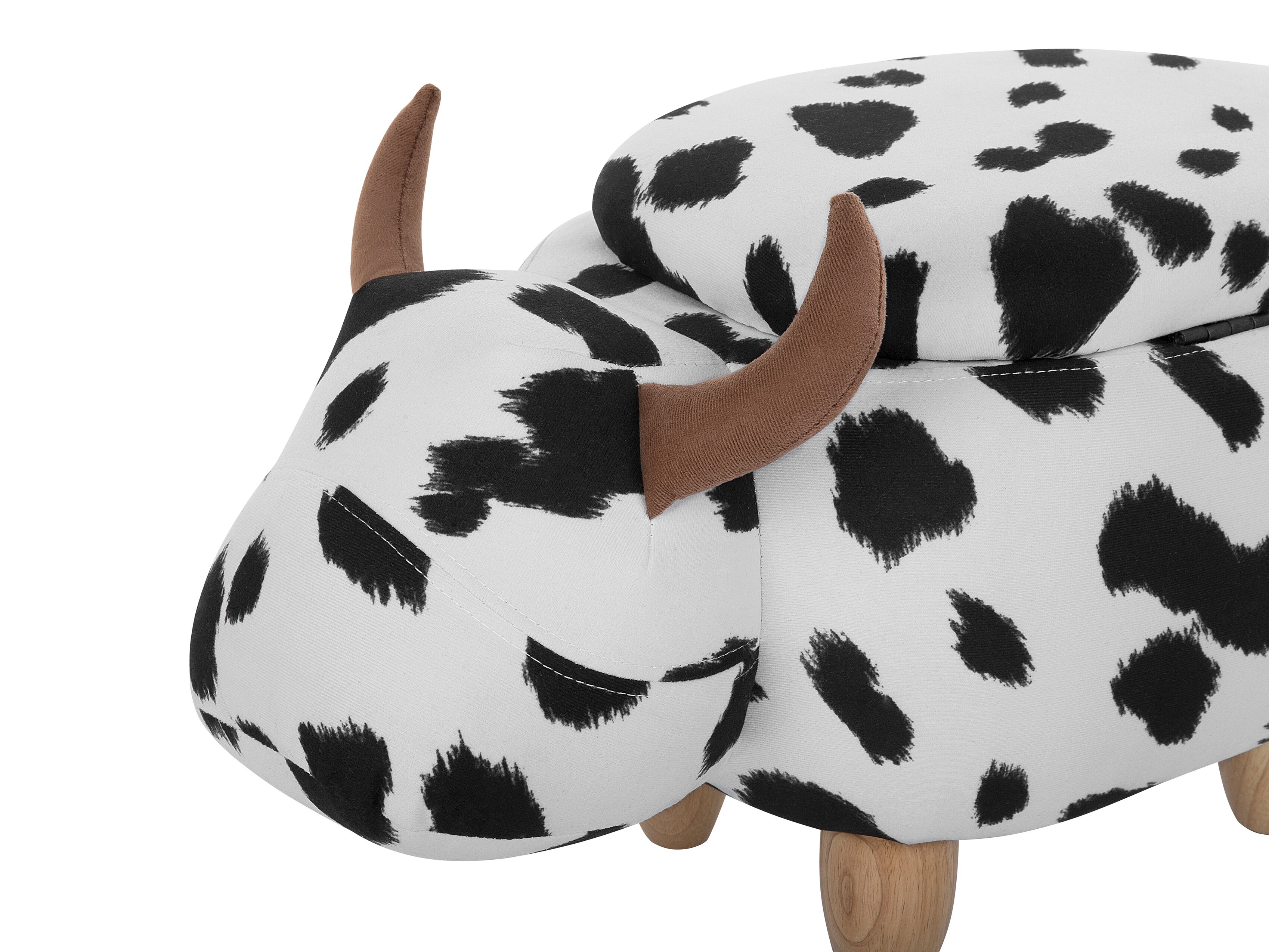 Fabric Storage Animal Stool Black and White COW | Beliani.co.uk