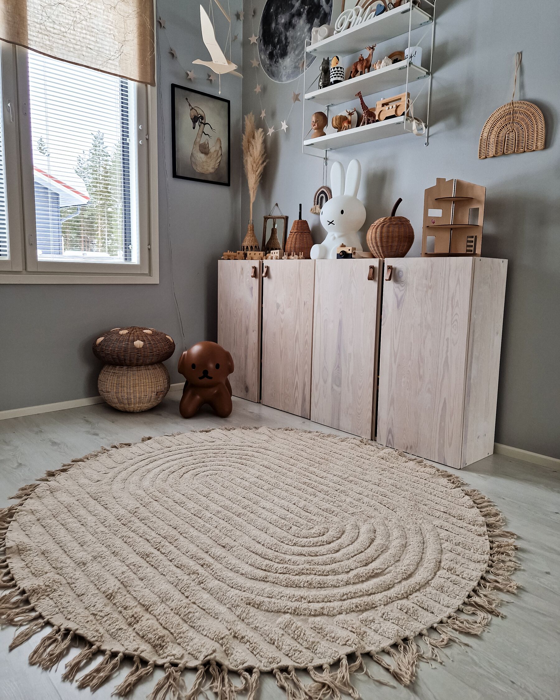 Pyöreä matto puuvilla vaalea beige ⌀ 140 HALFETI | Beliani.fi