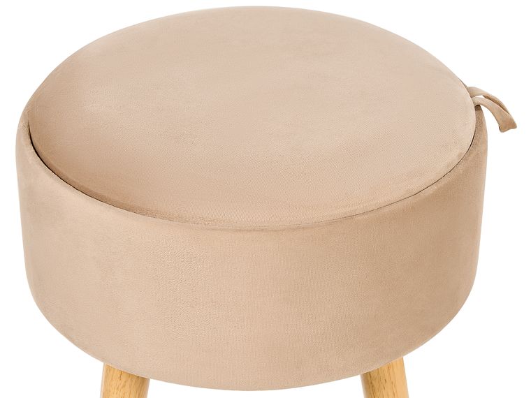 Hocker mit Stauraum Samtstoff / Holz beige NEELY | Beliani.at