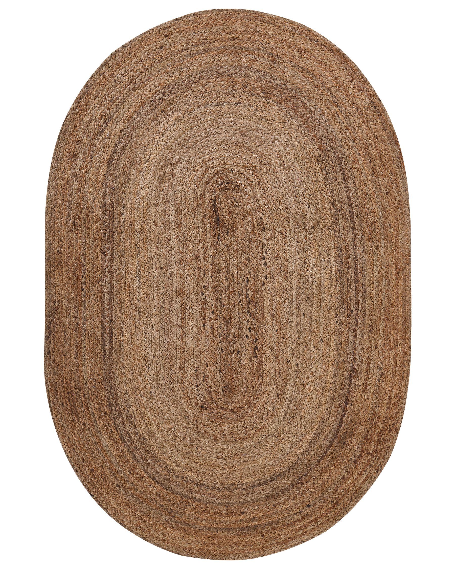 Tappeto ovale beige in juta 120 x 180 cm DEMIRCI | Beliani.it