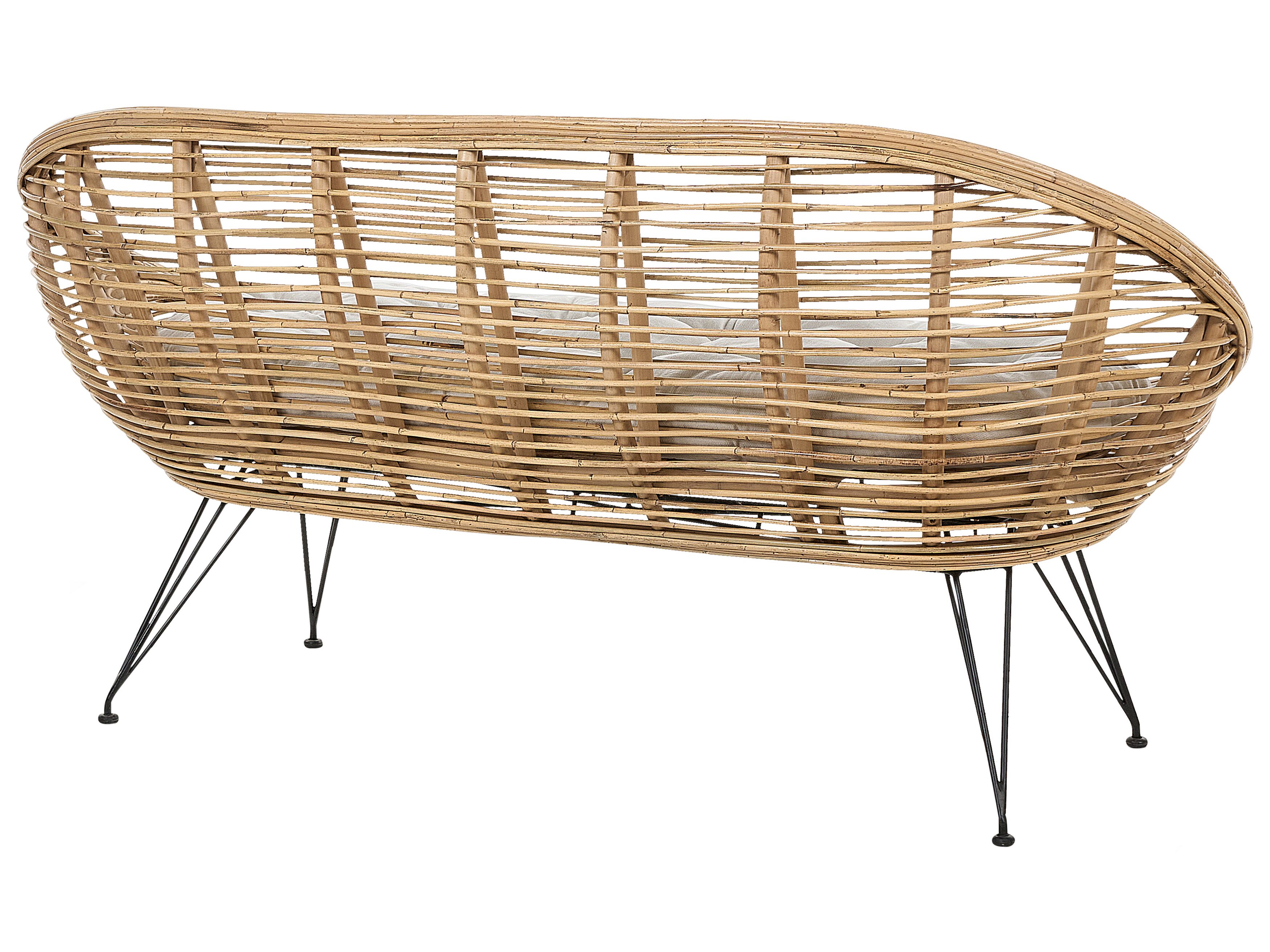 3 Seater Rattan Sofa Set with Side Tables Natural MARATEA/ CESENATICO ...