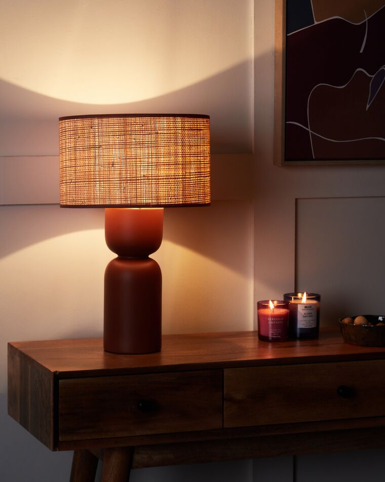 Raffia Table Lamp Red PRESIDIO | Beliani.nl