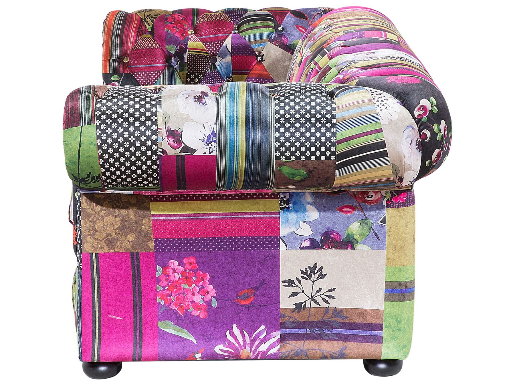 Divano vintage a 3 posti in tessuto multicolore viola CHESTERFIELD ...