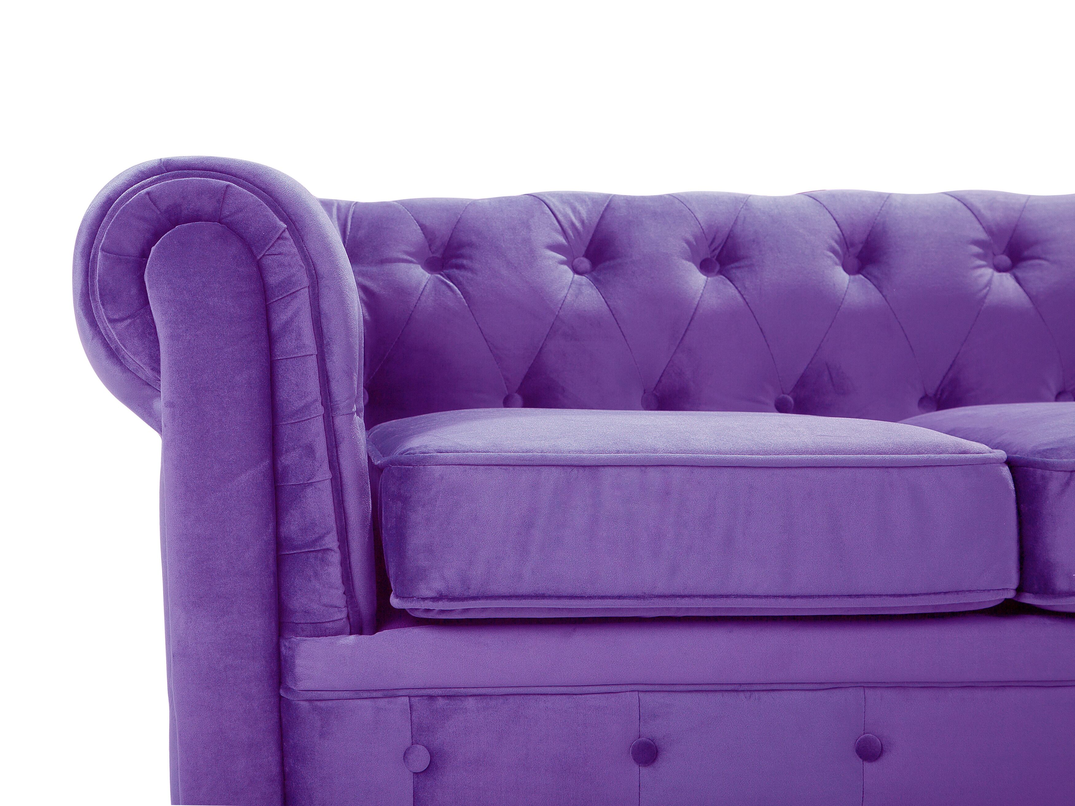 3 Seater Velvet Fabric Sofa Purple CHESTERFIELD | Beliani.co.uk