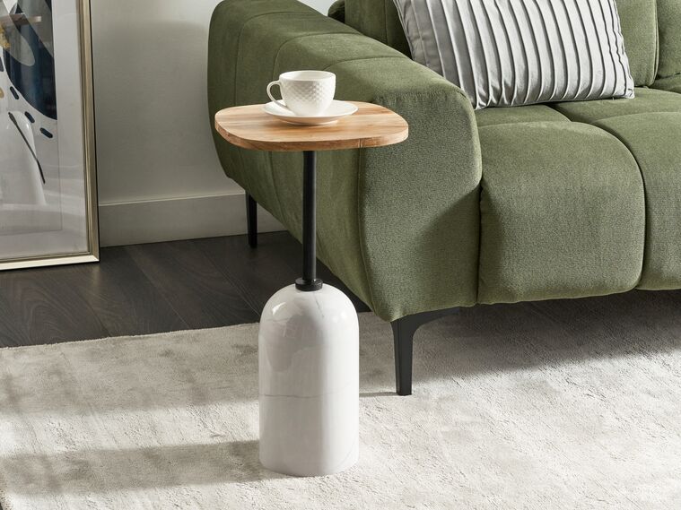 Metal Side Table Light Wood and White OASIS | Beliani.co.uk