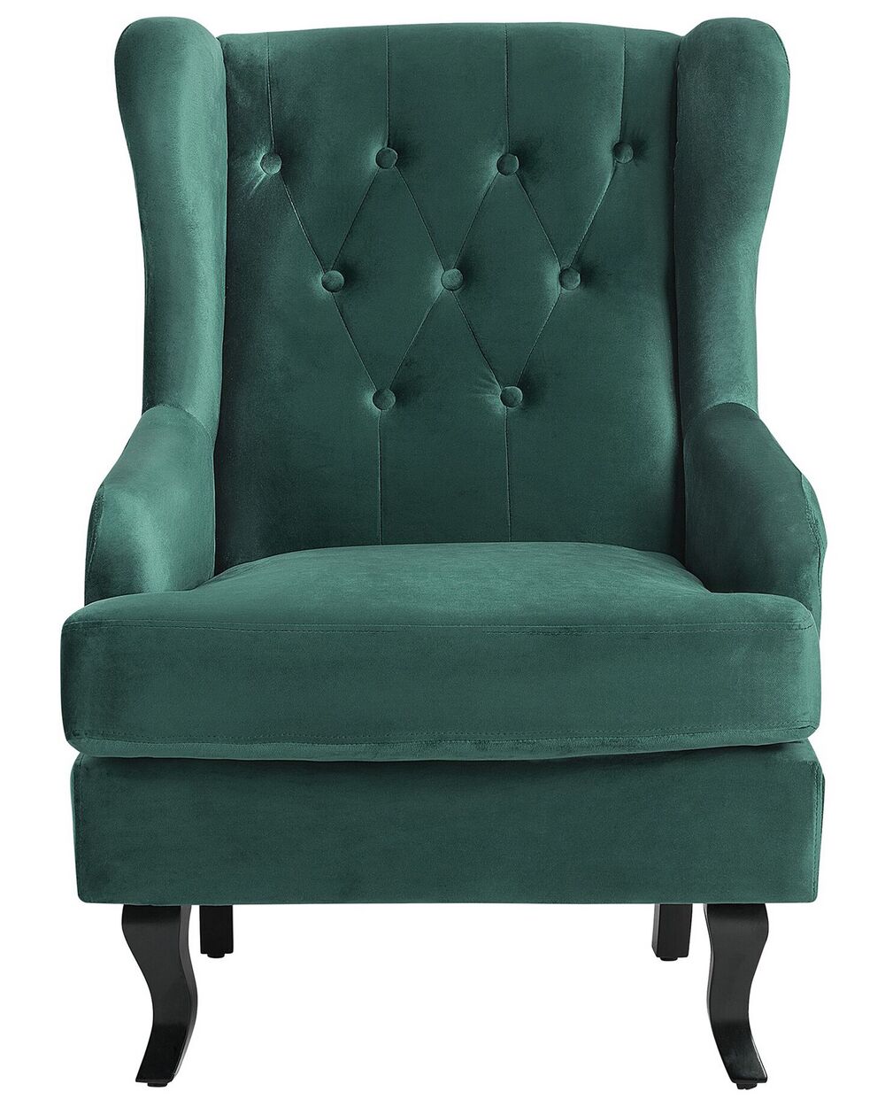 Velvet Fabric Wingback Chair Dark Green ALTA | Beliani.co.uk