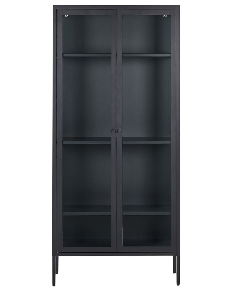 Vitrine Metall schwarz 4 Fächer 176 cm HARTY | Beliani.de