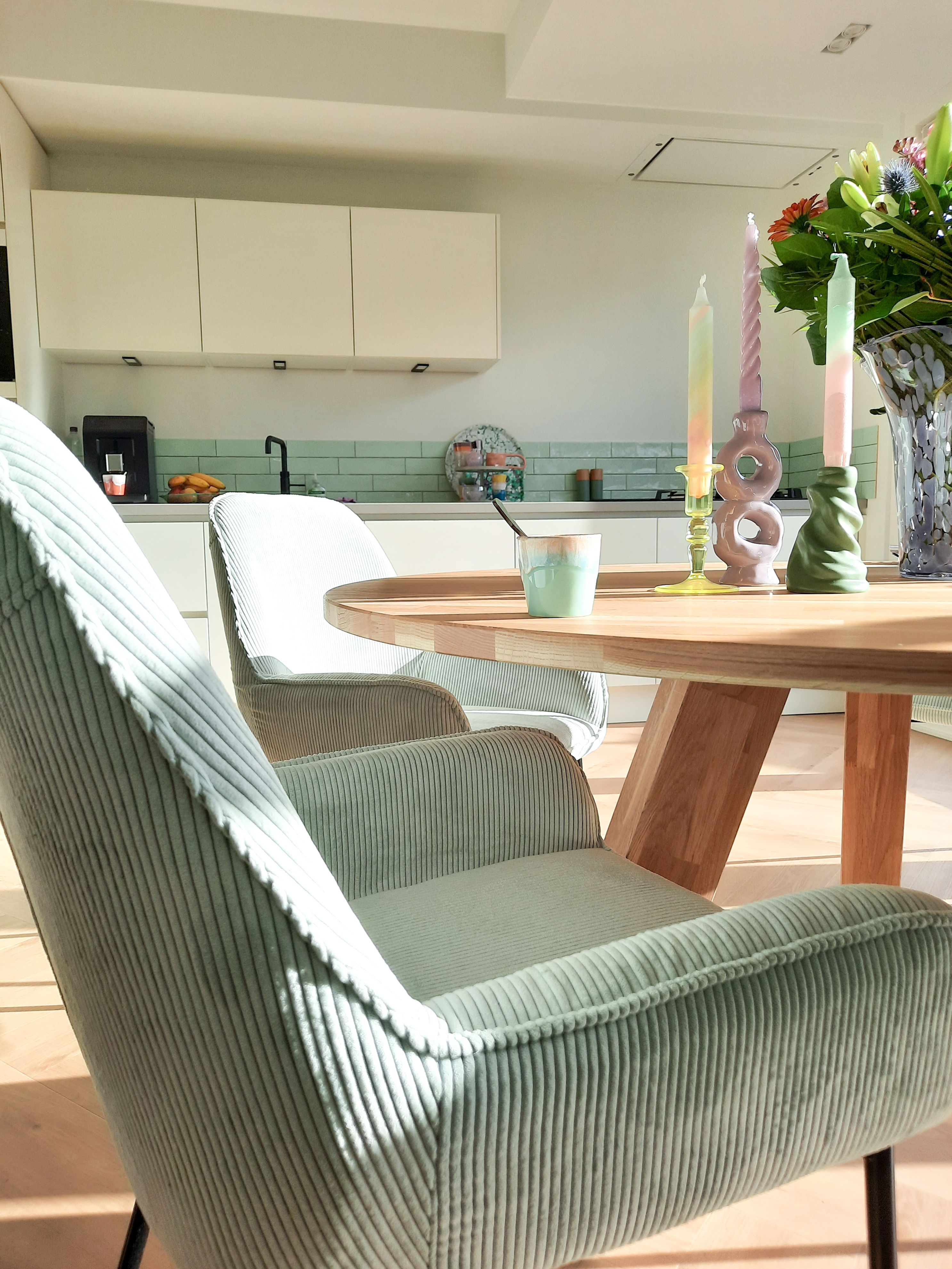 Eetkamerstoel set van 2 corduroy mintgroen LOVERNA | Beliani.nl