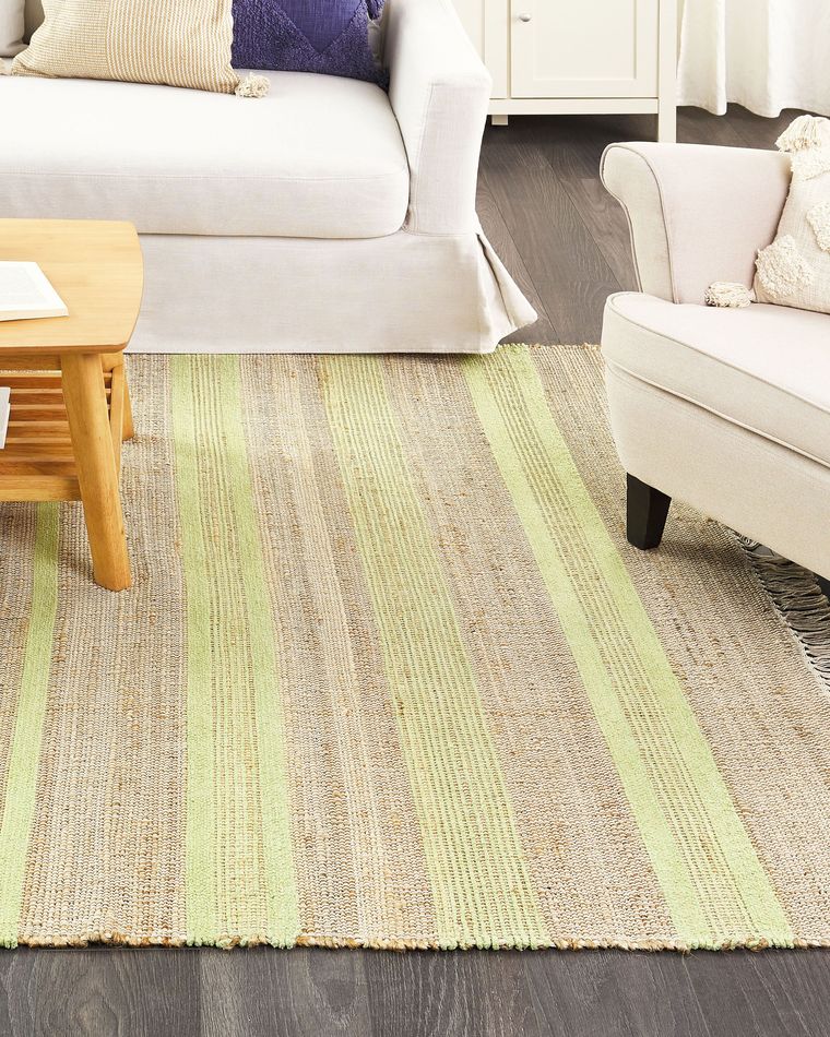 Tapis en jute beige et vert clair 160 x 230 cm TALPUR | Beliani.fr