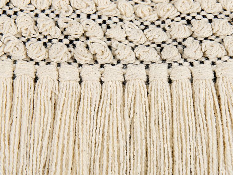 Set of 2 Cotton Cushions with Tassels 45 x 45 cm Beige IRESINE ...