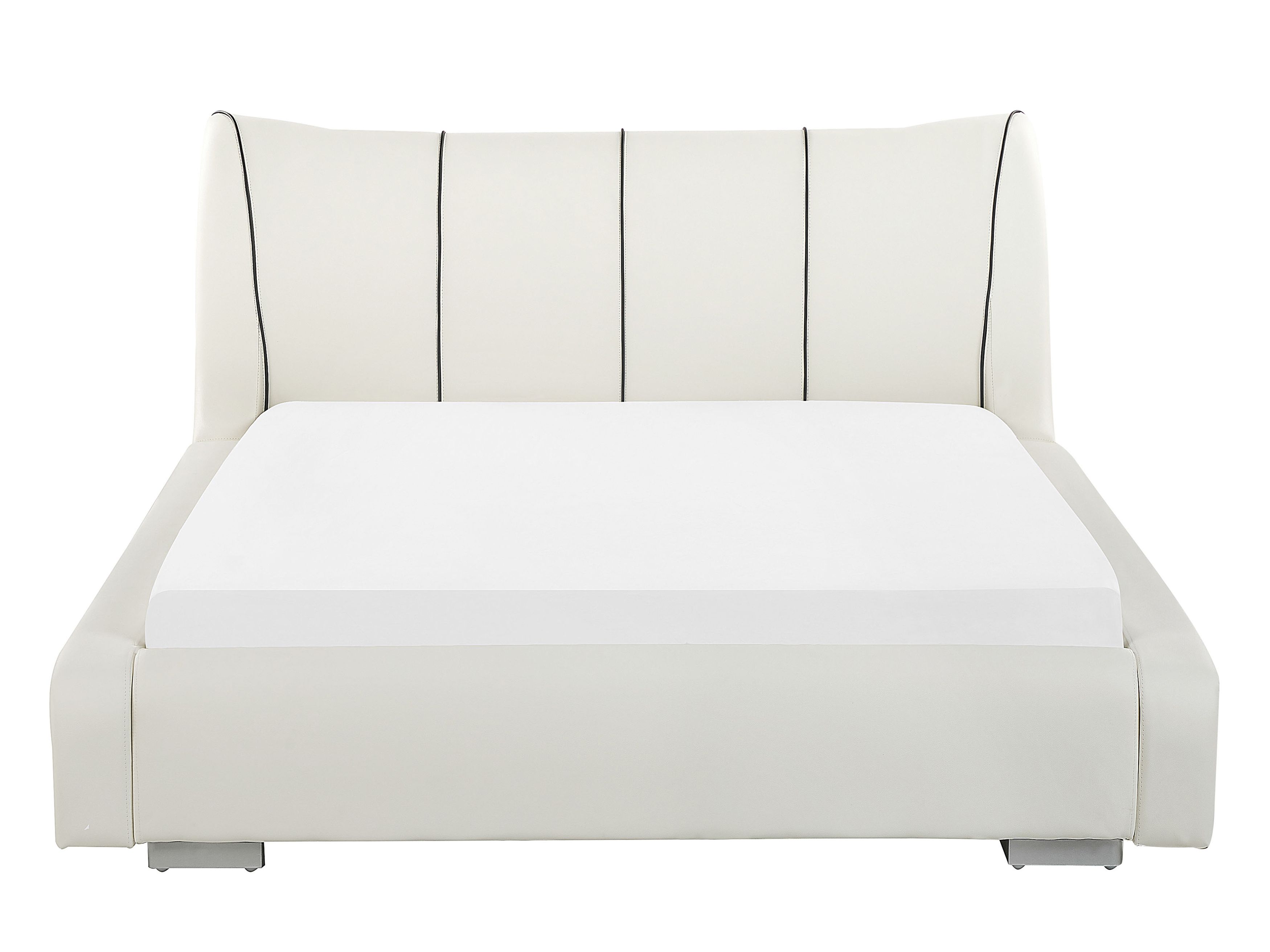 Leather EU Double Waterbed White NANTES | Beliani.co.uk