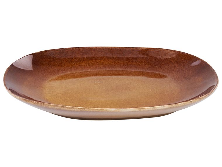 Set of 16 Stoneware Dinnerware Golden Brown TURMERIC | Beliani.co.uk