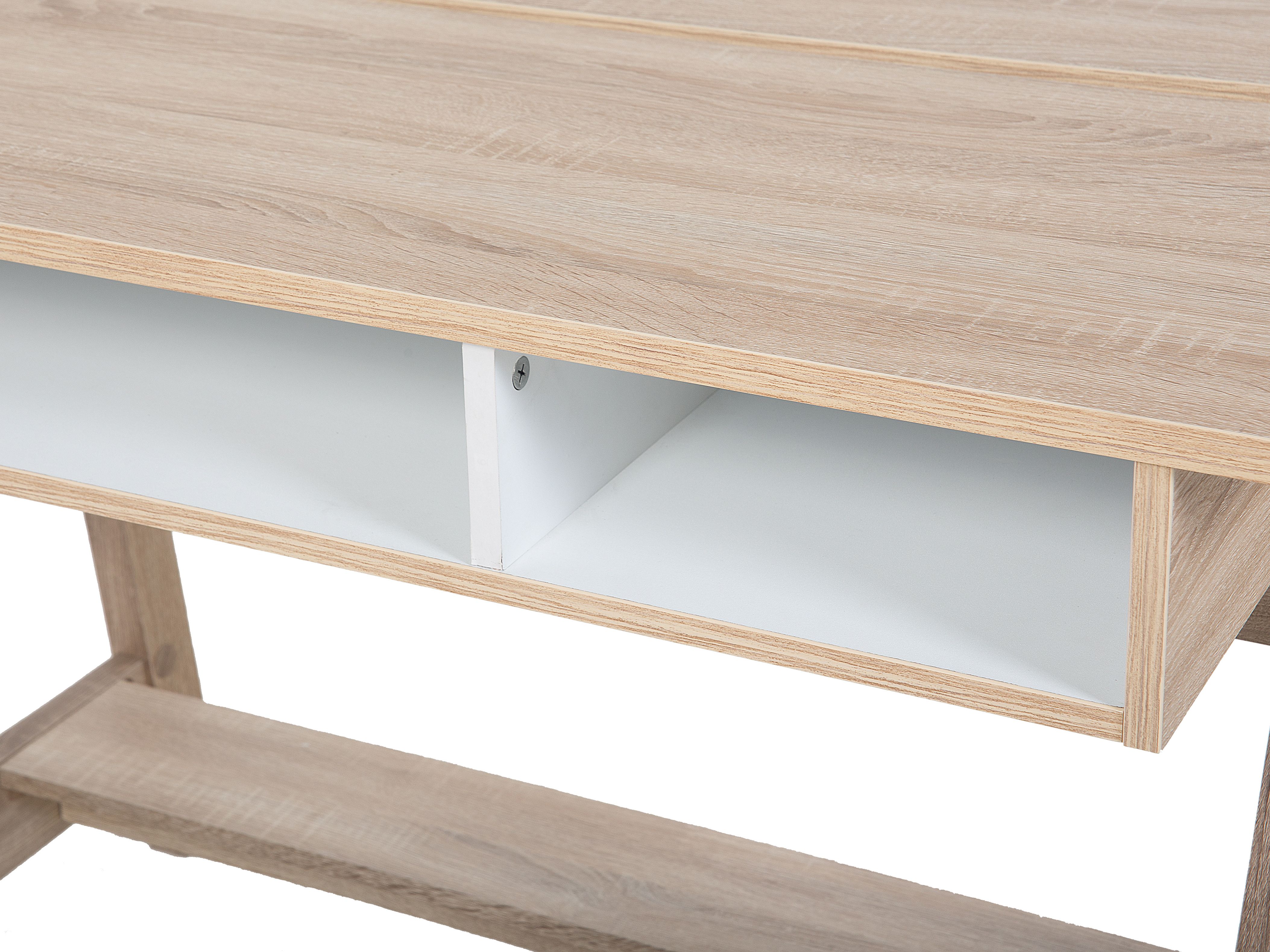 Home Office Desk with Shelf 110 x 60 cm Light Wood JACKSON | Beliani.co.uk