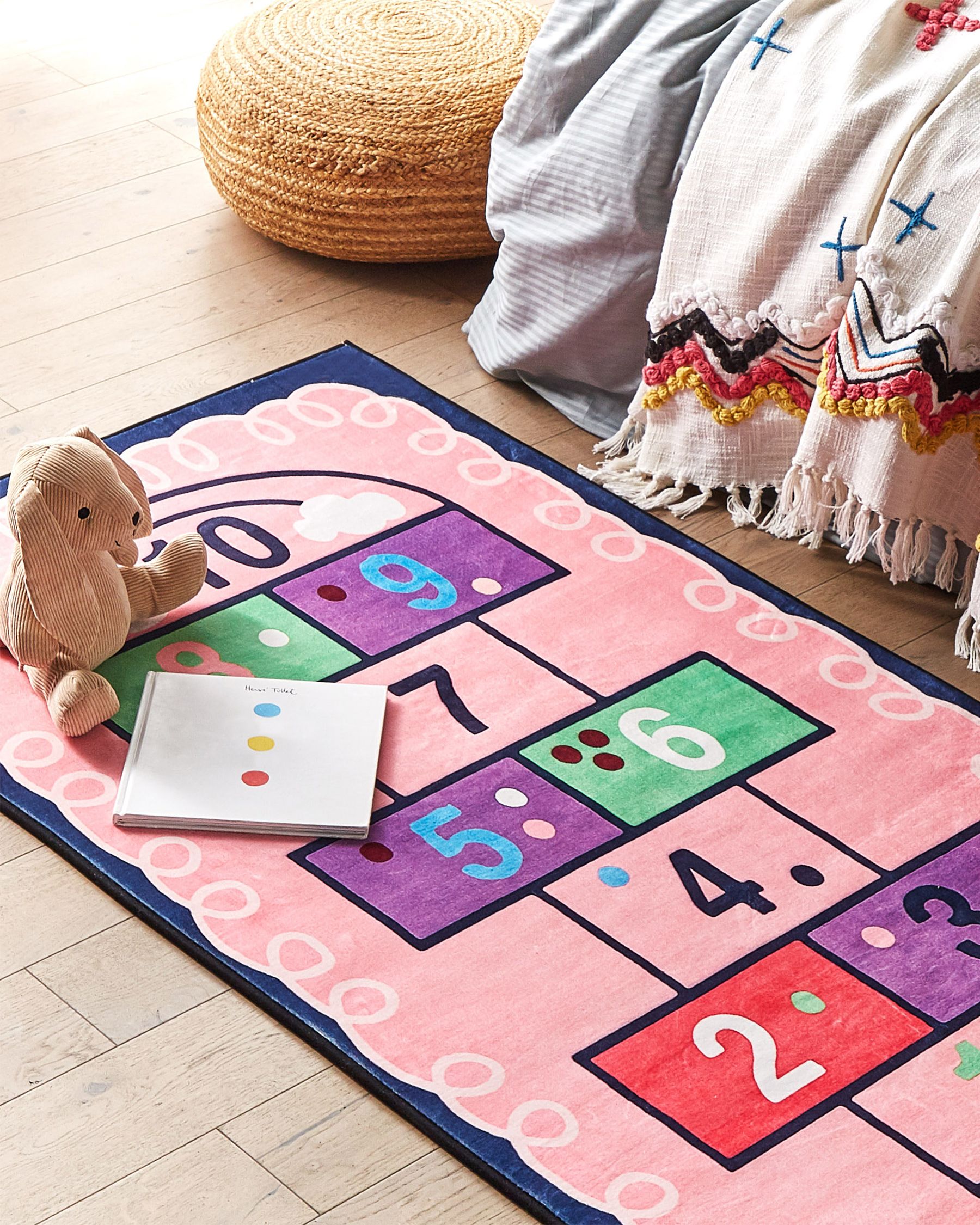 Kids Rug Hopscotch Print 80 x 150 cm Pink HONAZ | Beliani.co.uk