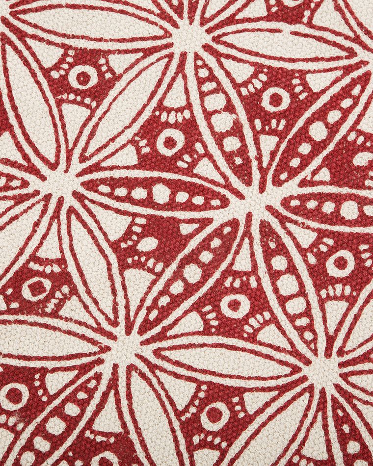 Round Cotton Area Rug Mandala Pattern ø 120 cm Red and Cream MEZITILI ...