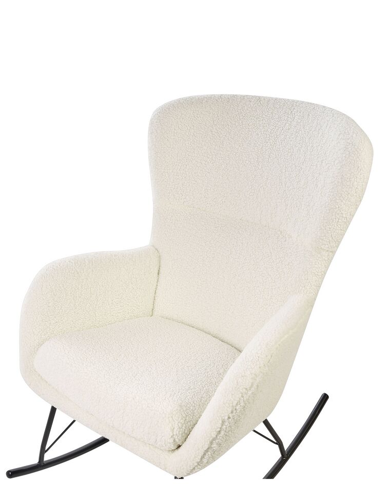 Boucle Rocking Chair Cream White and Black ANASET | Beliani.co.uk