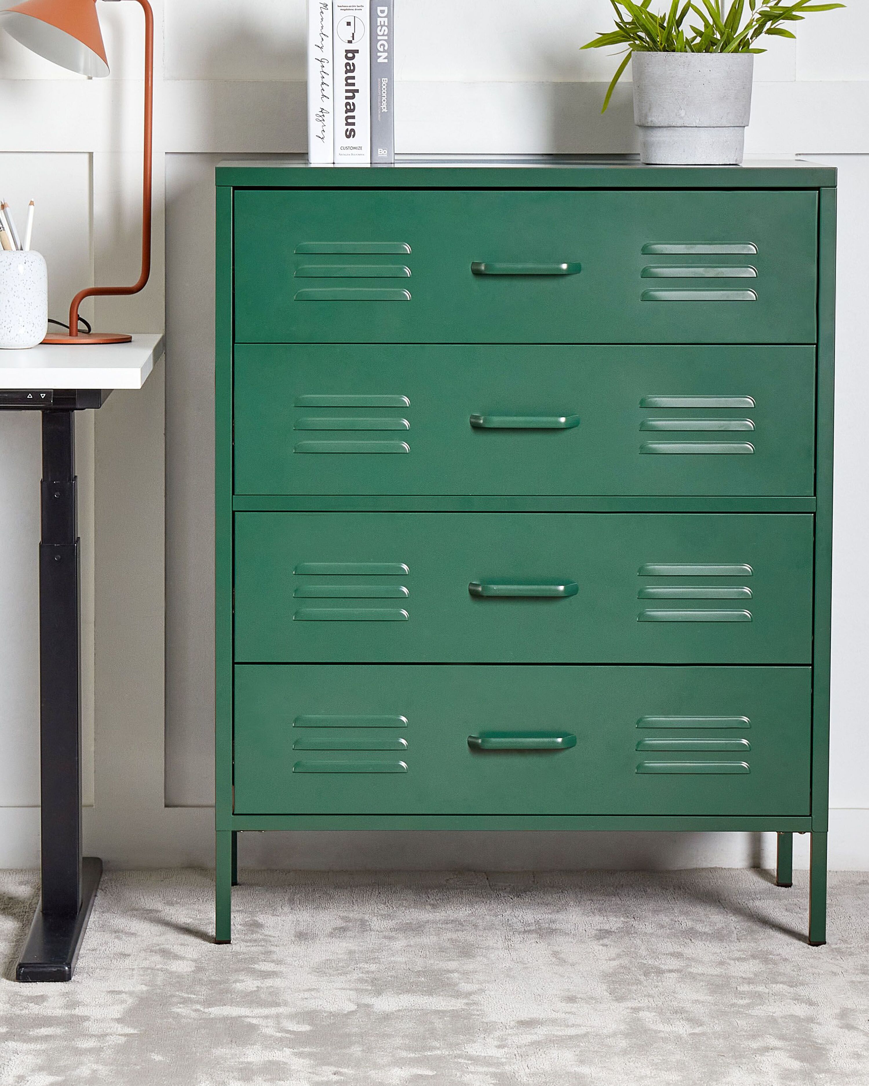 Commode à 4 tiroirs en métal vert foncé ENAGO | Beliani.fr