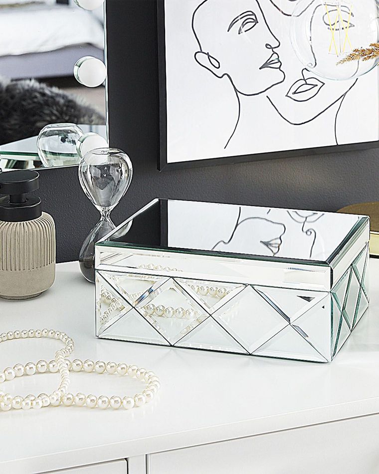 Mirrored Jewellery Box Silver GORRON | Beliani.co.uk