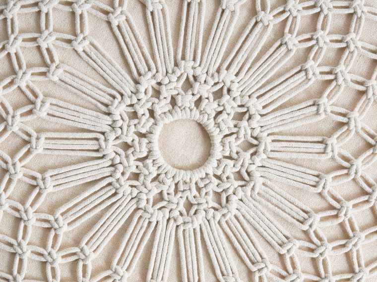 Cotton Macramé Footstool Beige MANZAI | Beliani.co.uk
