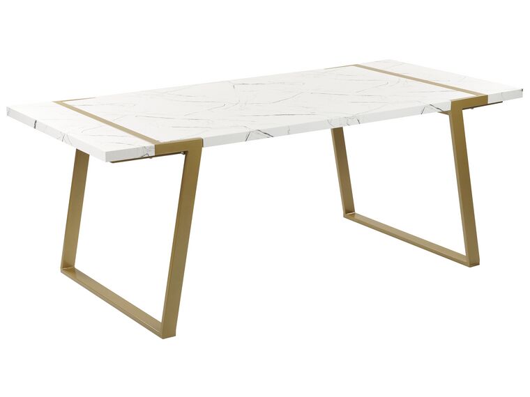 Dining Table 90 x 200 cm Marble Effect and Gold MARTYNIKA | Beliani.co.uk