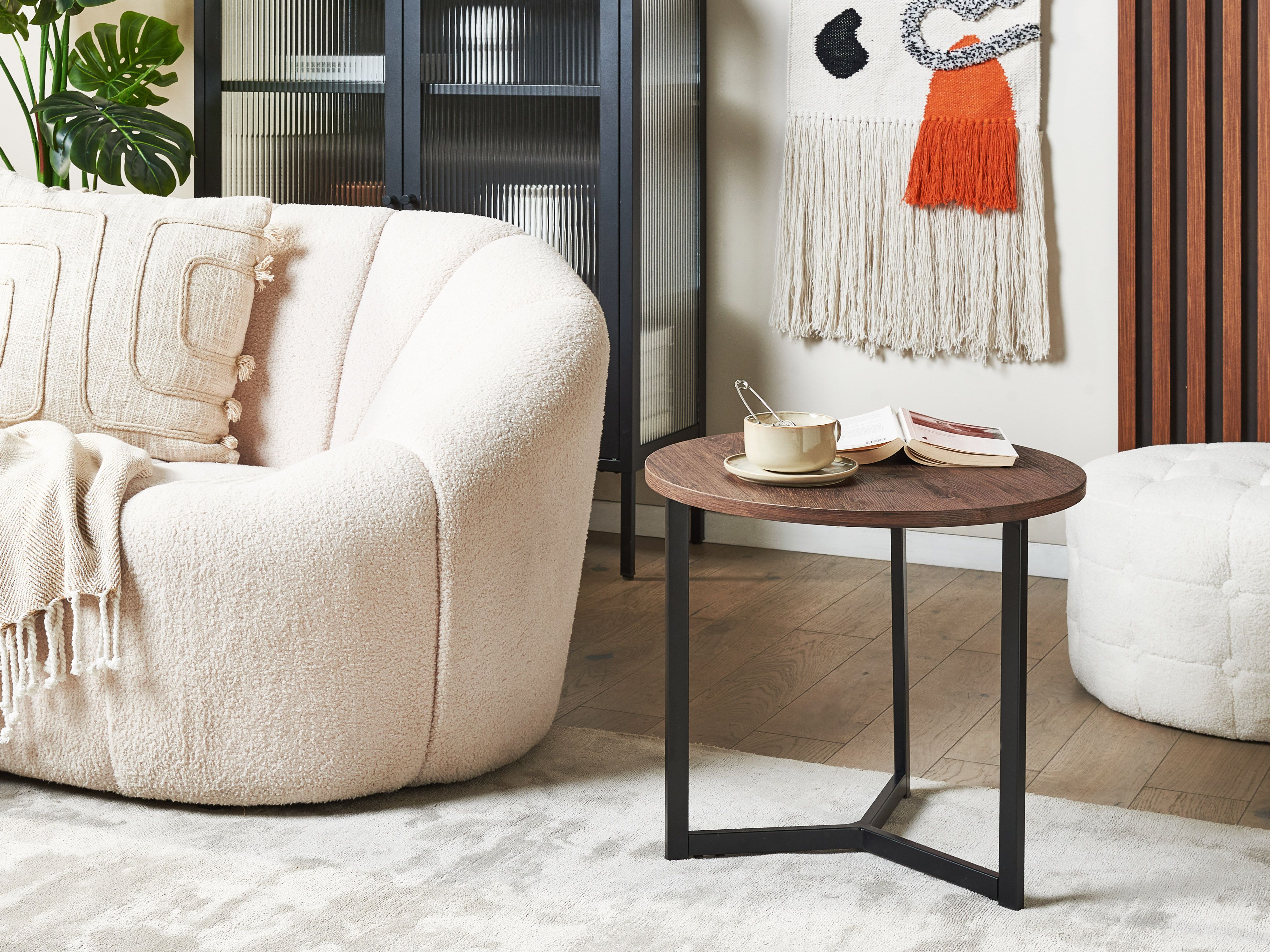 Side Table Dark Wood with Black TIPPO | Beliani.co.uk