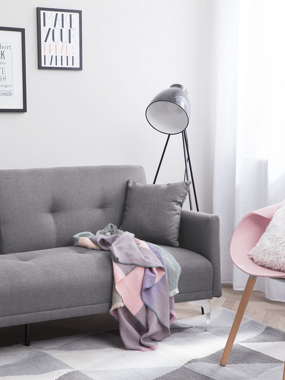 Divano letto moderno 3 posti in tessuto grigio LUCAN | Beliani.it