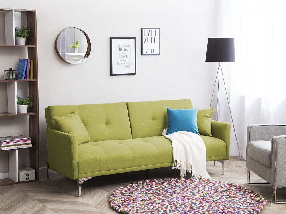 Divano letto moderno 3 posti in tessuto verde LUCAN | Beliani.it