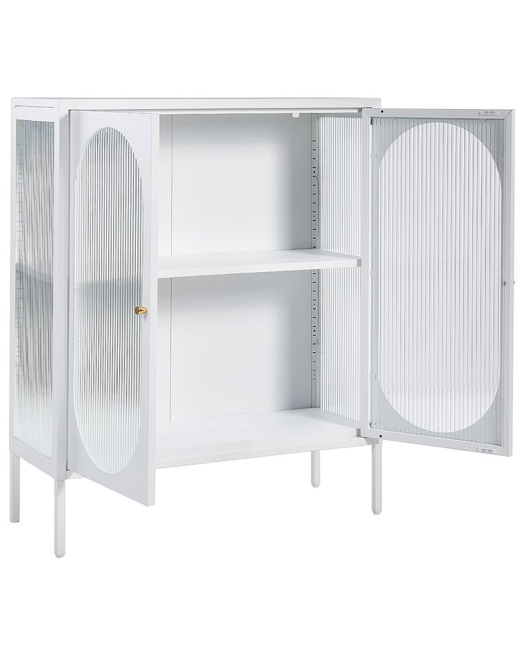 Steel Display Cabinet White SARRE | Beliani.co.uk