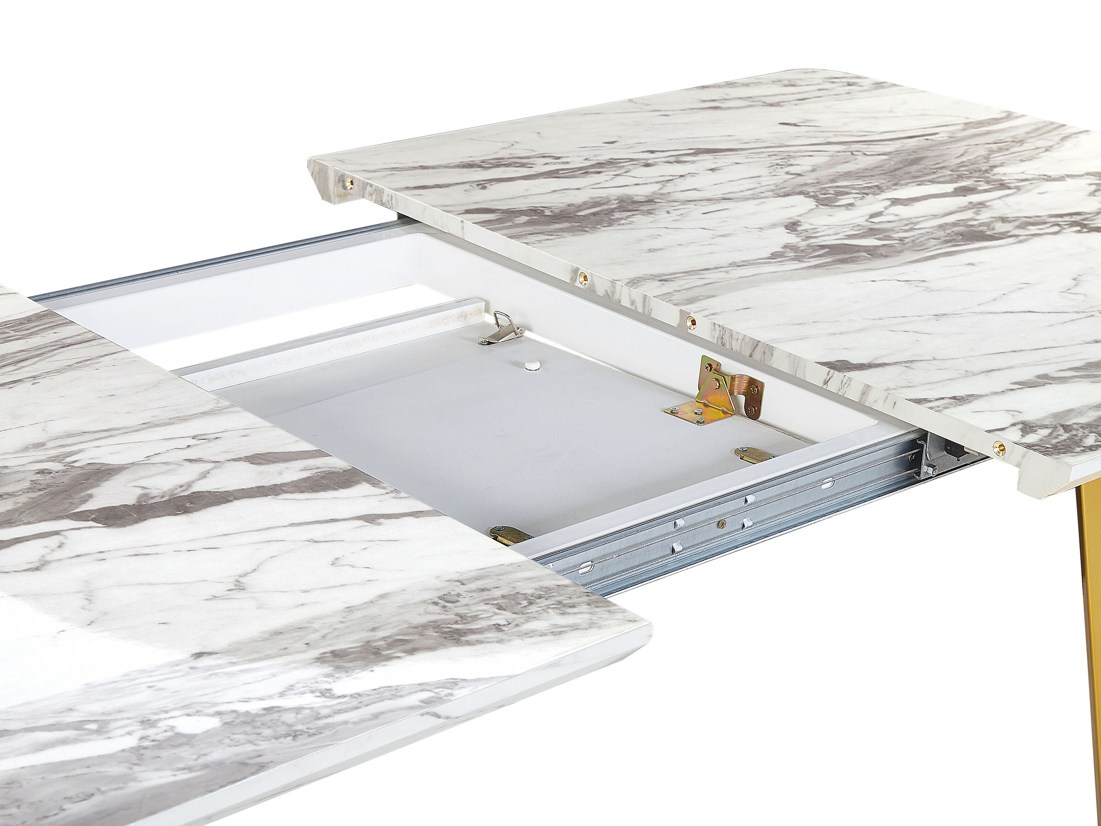 Extending Dining Table 160/200 x 90 cm Marble Effect with Gold MOSBY ...