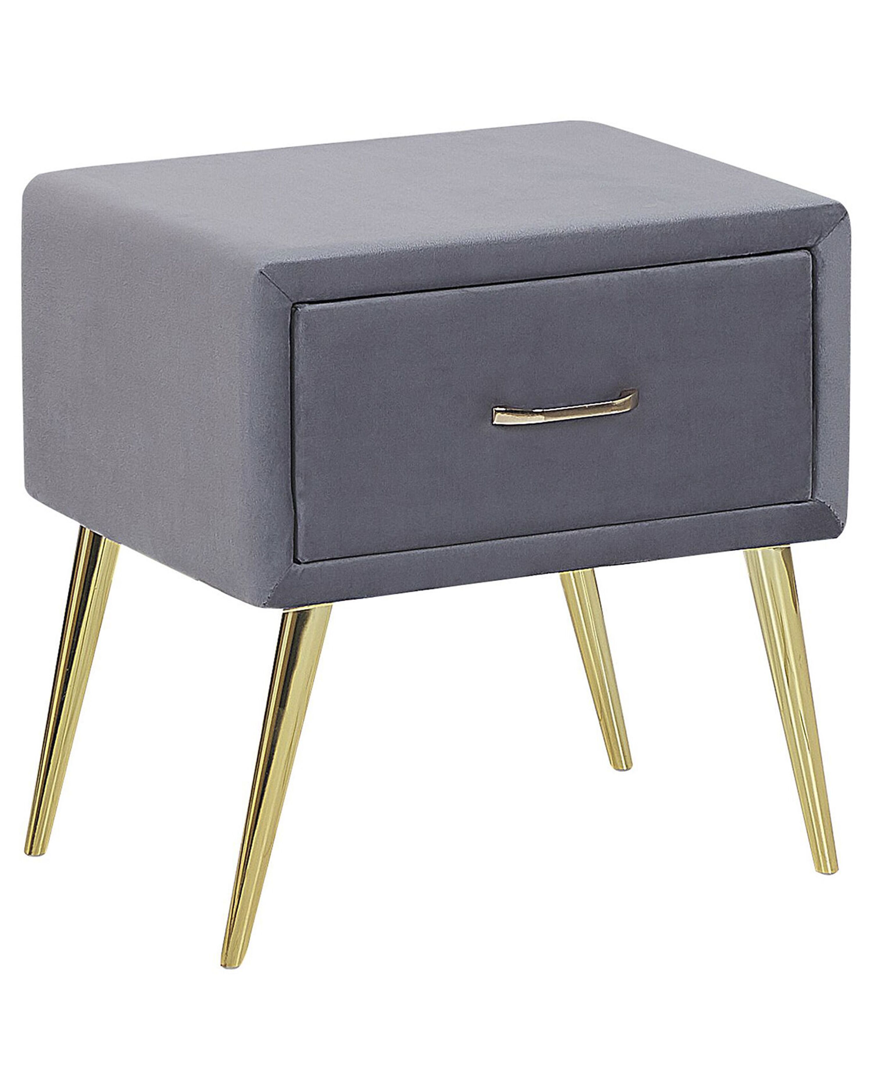 1 Drawer Velvet Bedside Table Grey FLAYAT | Beliani.co.uk