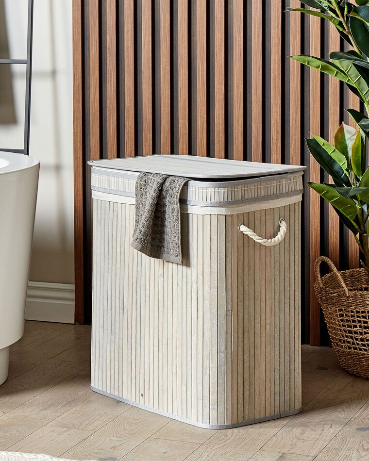 Cesto em madeira de bambu cinzenta 60 cm KALTHOTA | Beliani.pt