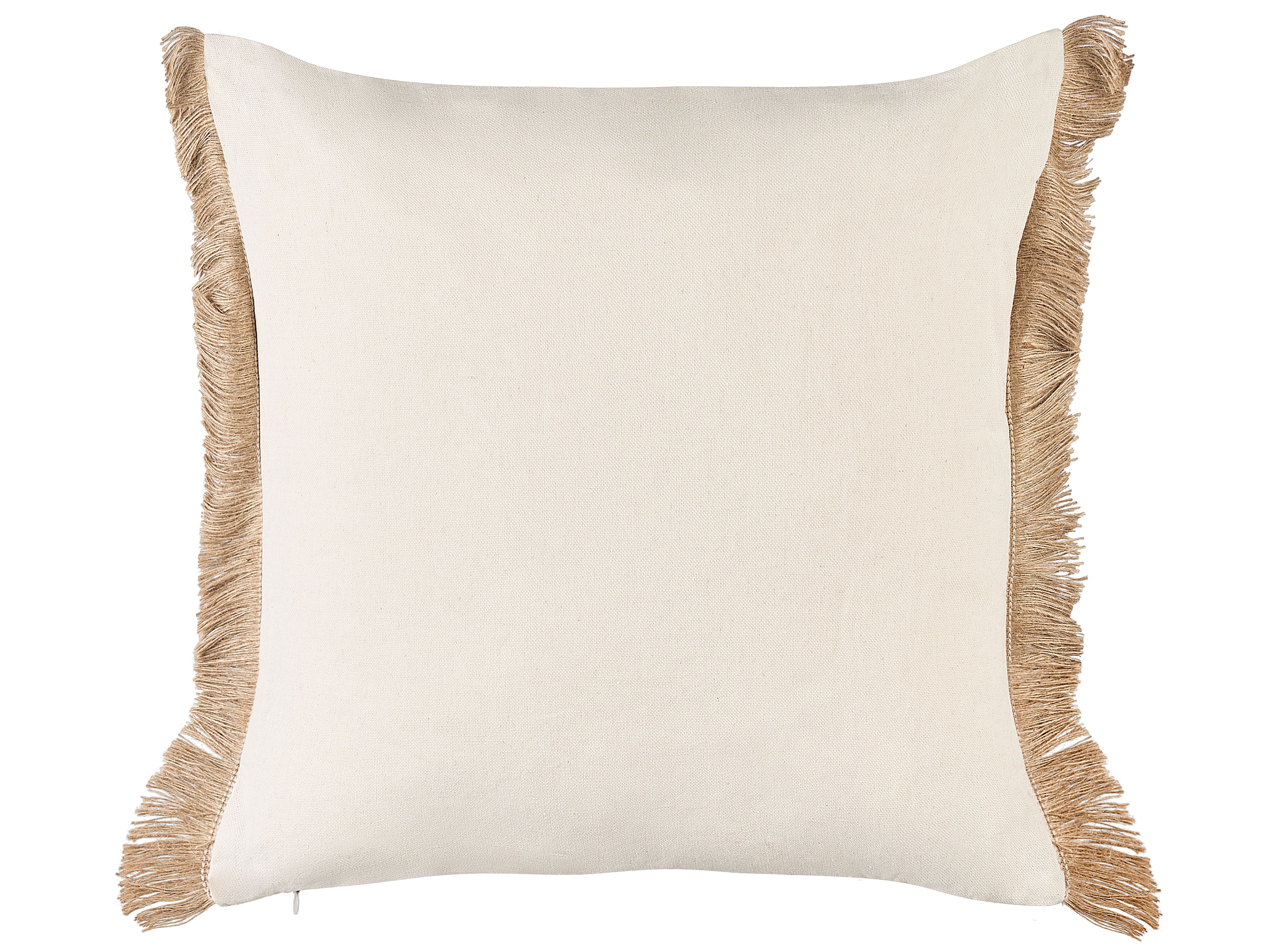 Dekokissen mit Fransen geometrisches Muster sandbeige 45 x 45 cm 2er ...