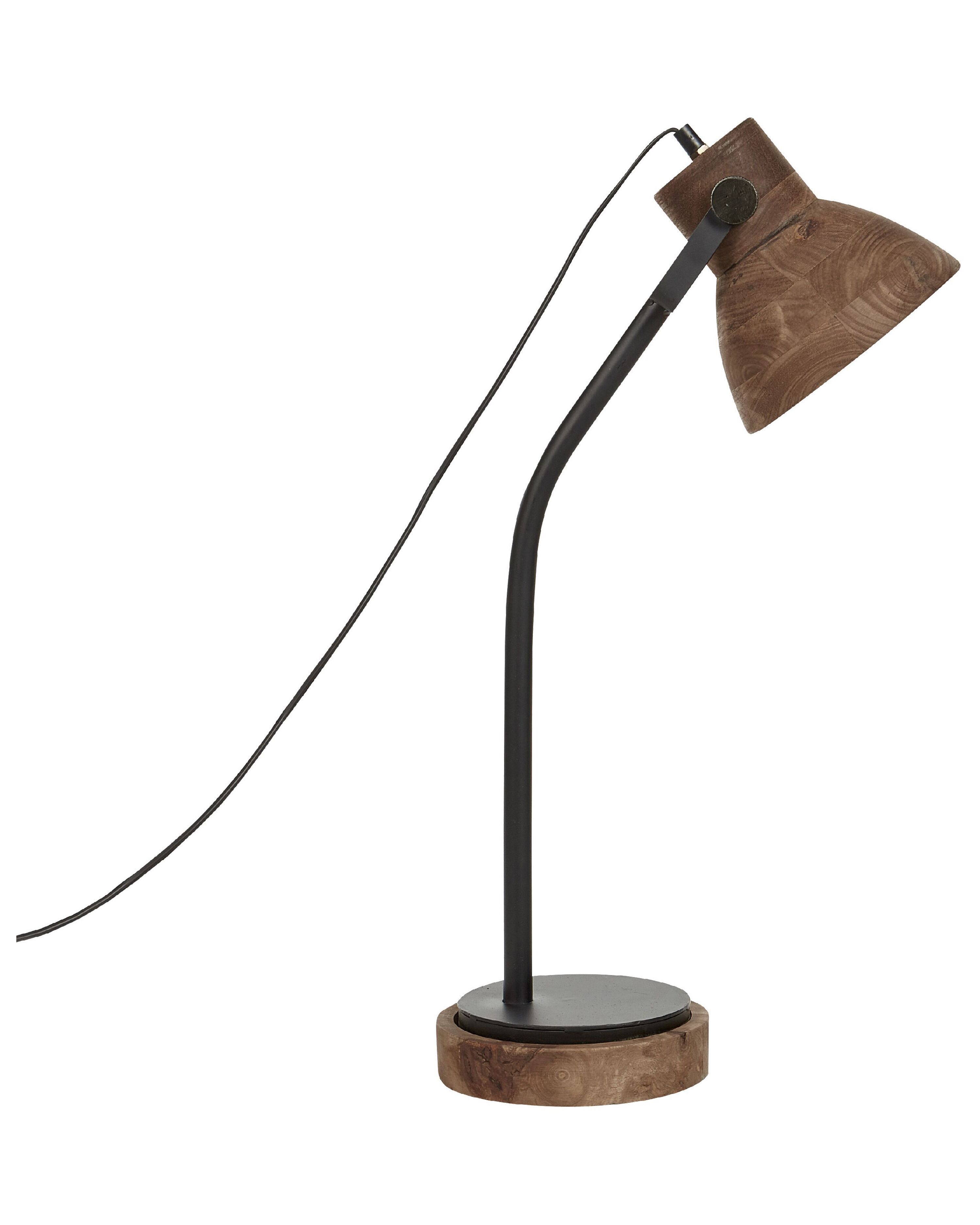 Mango Wood Desk Lamp Dark KOLAR | Beliani.co.uk