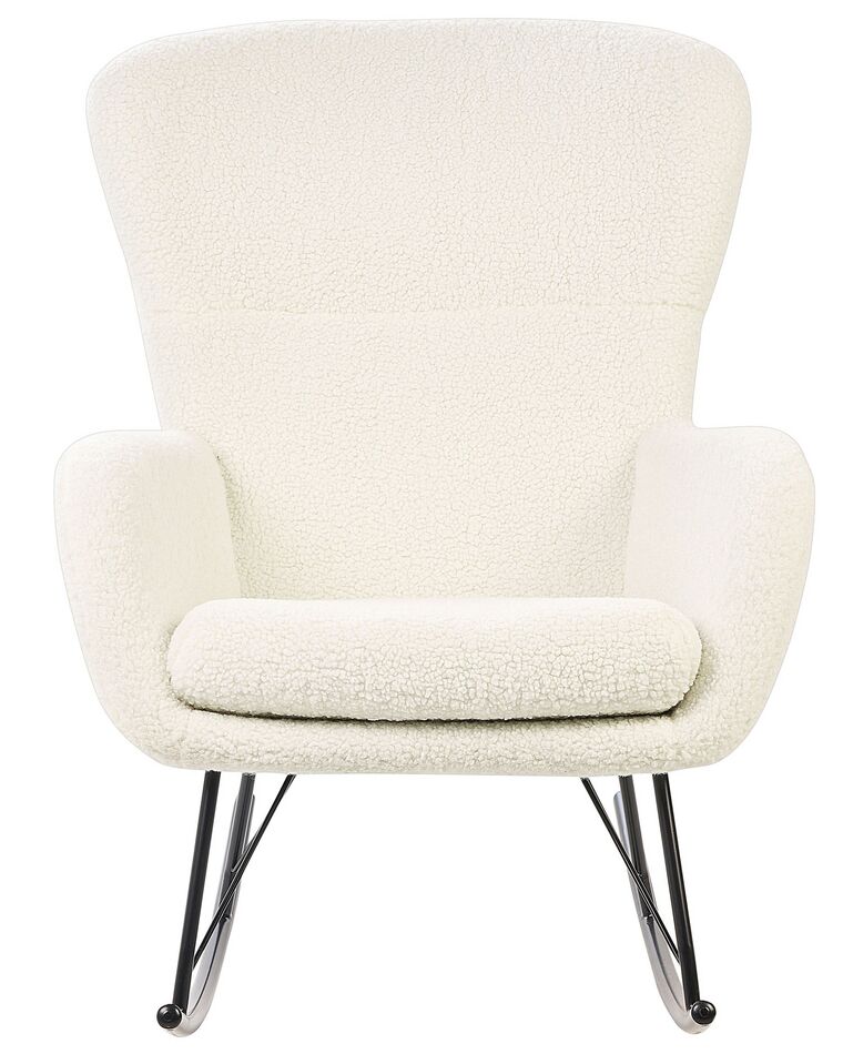 Boucle Rocking Chair Cream White and Black ANASET | Beliani.co.uk