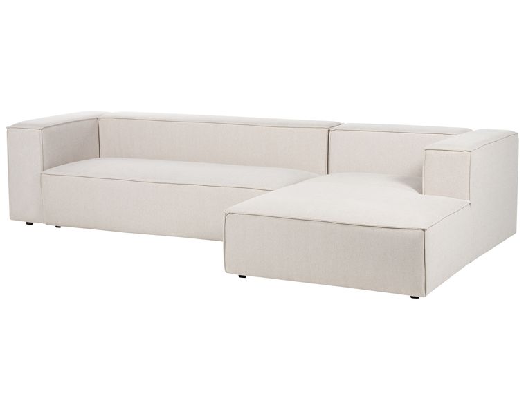 Left Hand 3 Seater Corner Sofa Beige VERNON | Beliani.co.uk