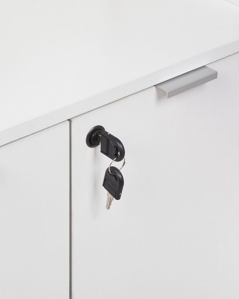 Reol med låger lyst træ/hvid 184 cm JOHNSON | Beliani.dk