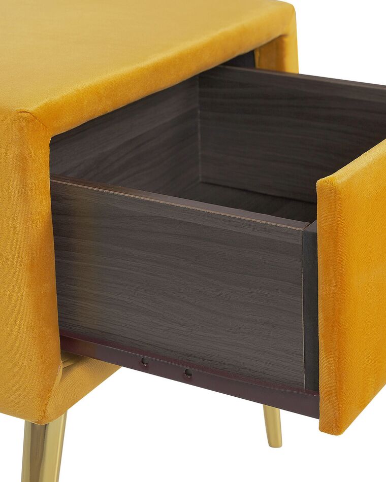1 Drawer Velvet Bedside Table Yellow FLAYAT | Beliani.co.uk