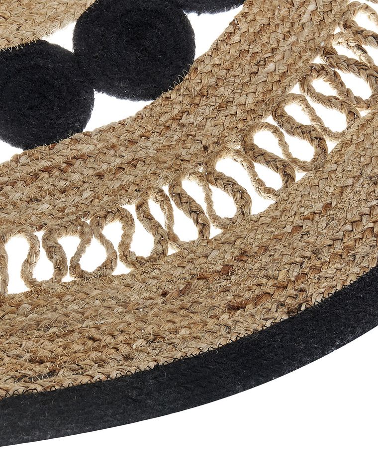 Tapis rond en jute ⌀ 120 cm beige et noir YOZGAT | Beliani.fr