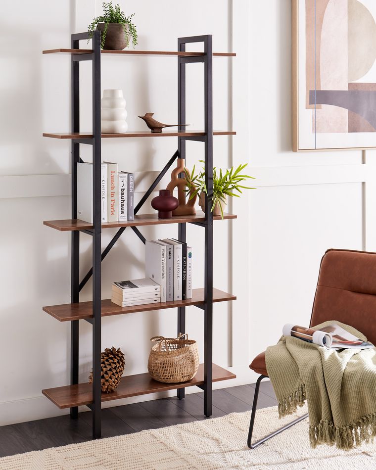5 Tier Bookcase Dark Wood DARBY | Beliani.co.uk