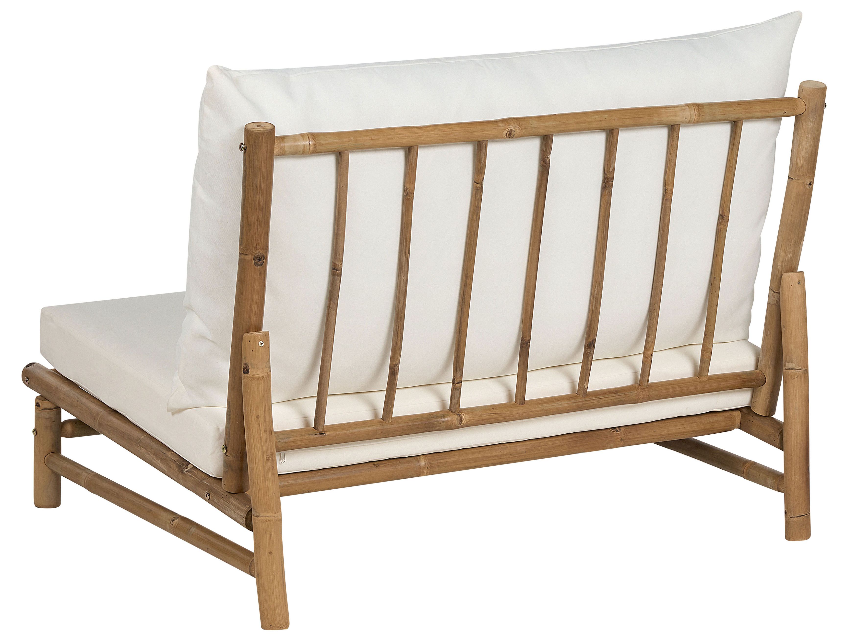 2 Seater Bamboo Lounge Set Light Wood and White TODI | Beliani.co.uk