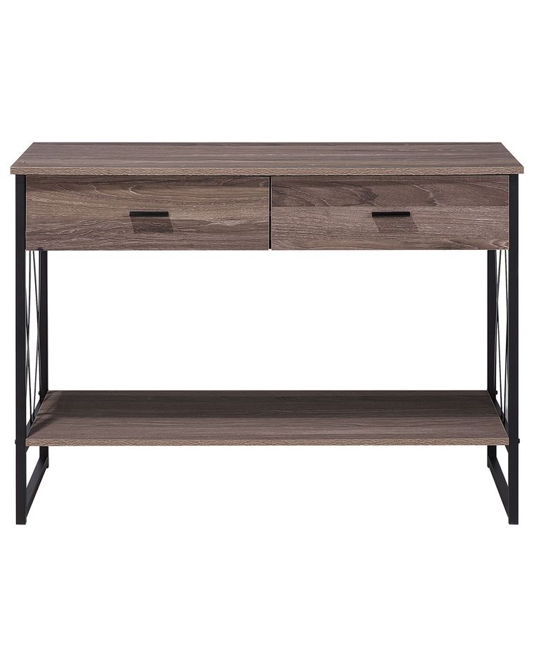 2 Drawer Console Table Taupe Wood with Black AYDEN | Beliani.co.uk