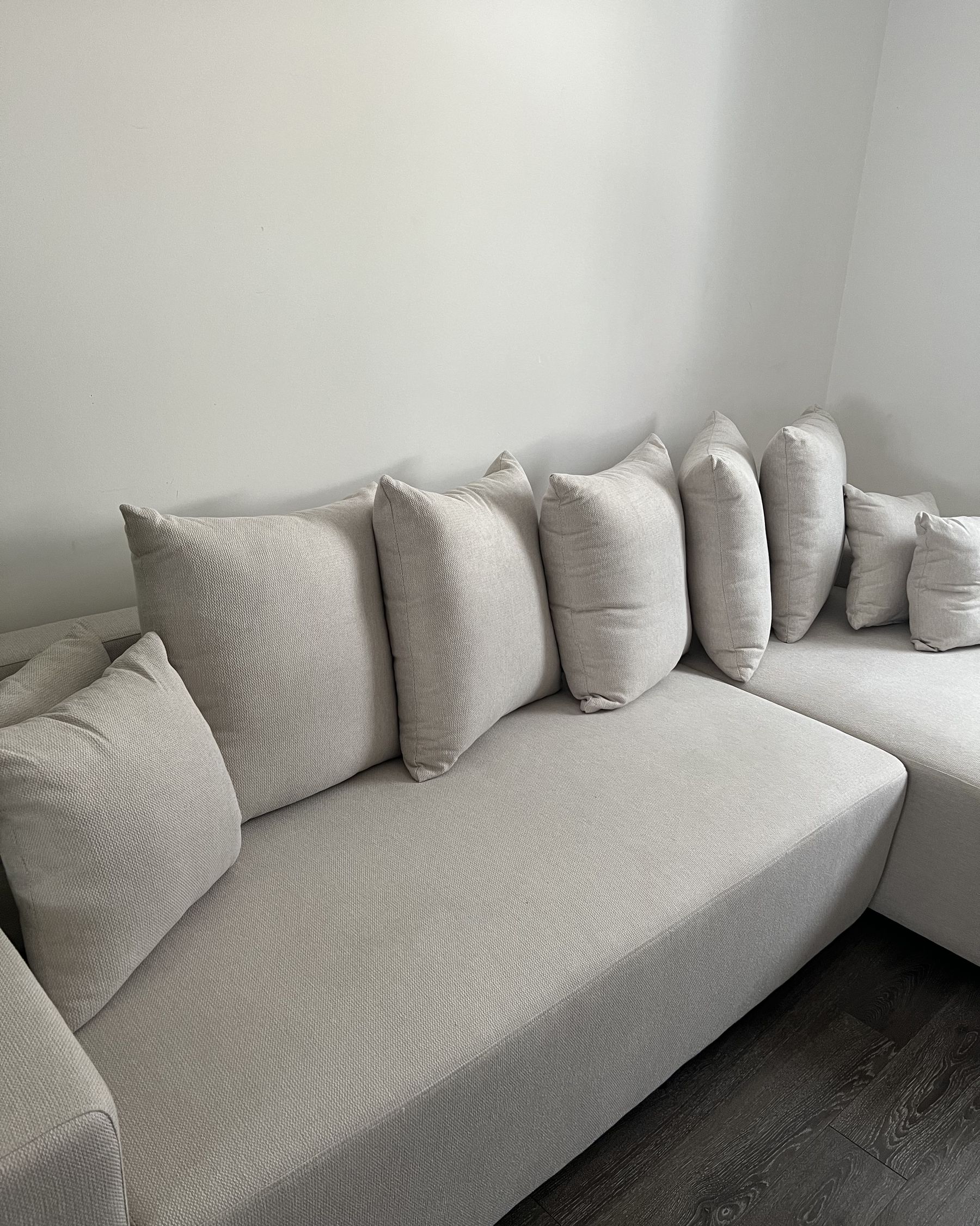 Left Hand Fabric Corner Sofa Bed with Storage Light Beige LUSPA ...