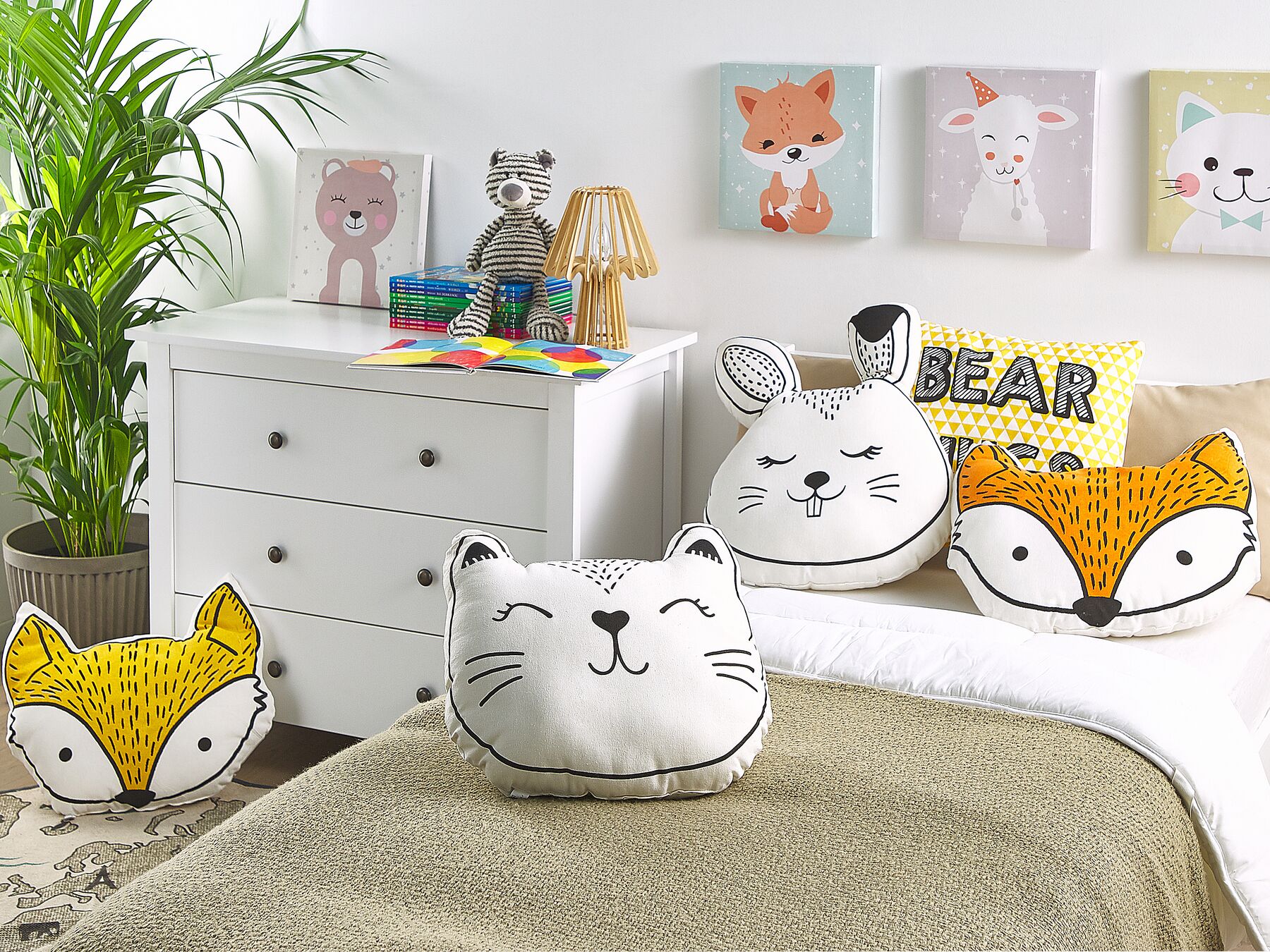 Set of 2 Cotton Kids Cushions Fox 50 x 40 cm Orange VADODARA | Beliani ...