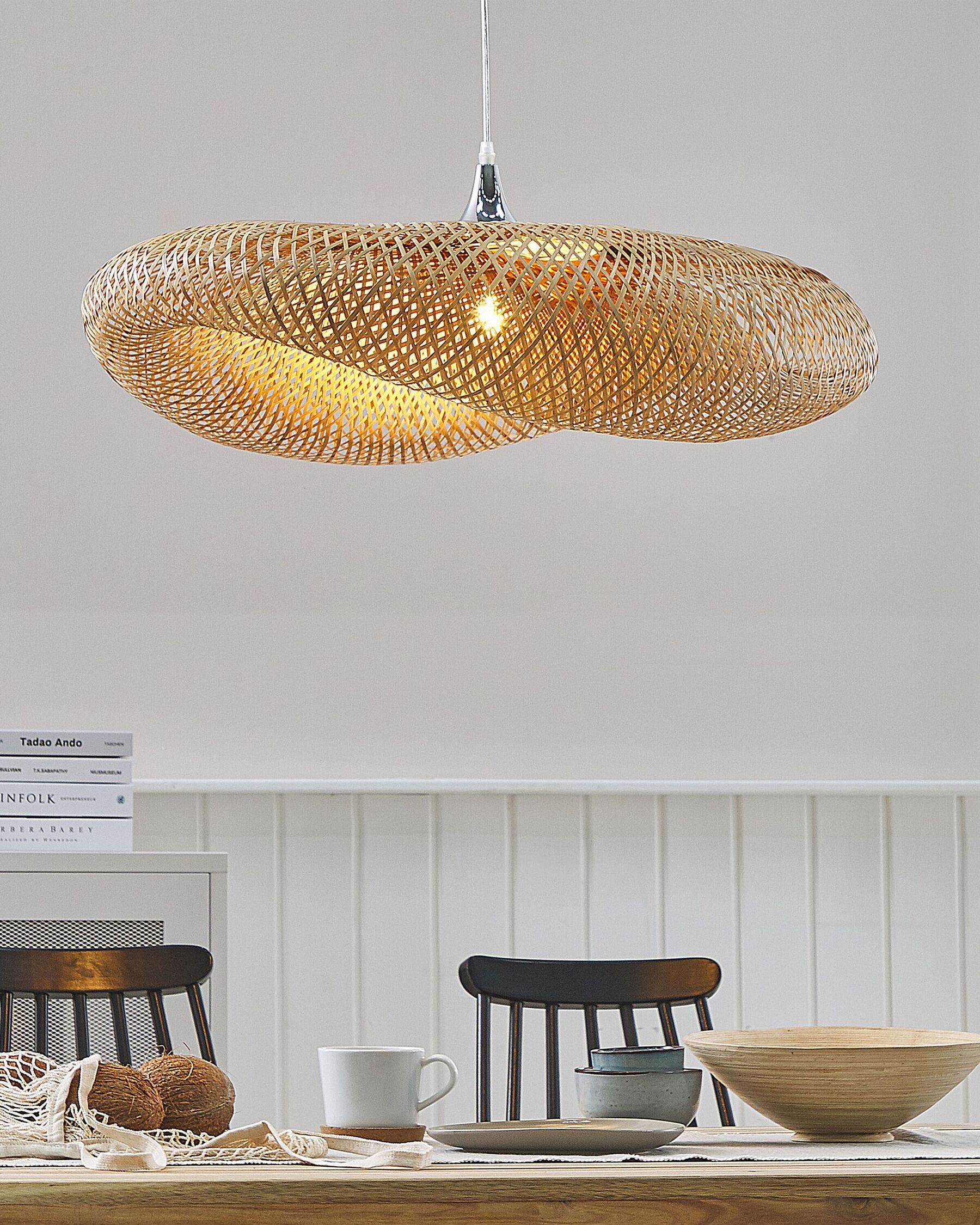 Lampe suspension design en bambou clair BOYNE petite | Beliani.fr