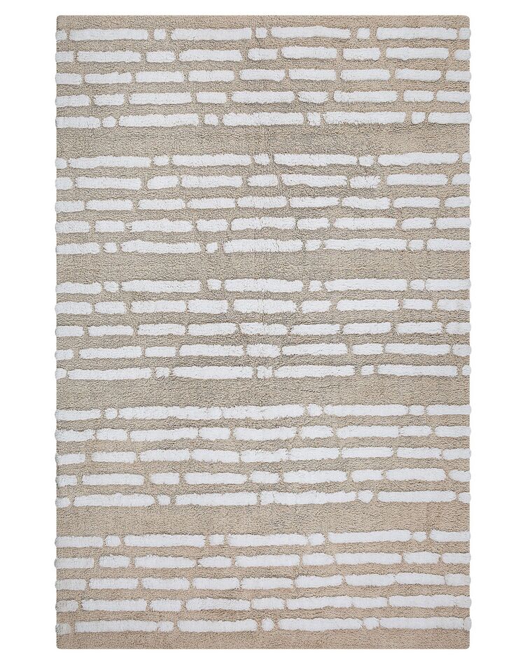 Cotton Area Rug 120 x 180 cm Beige AHIRLI | Beliani.co.uk