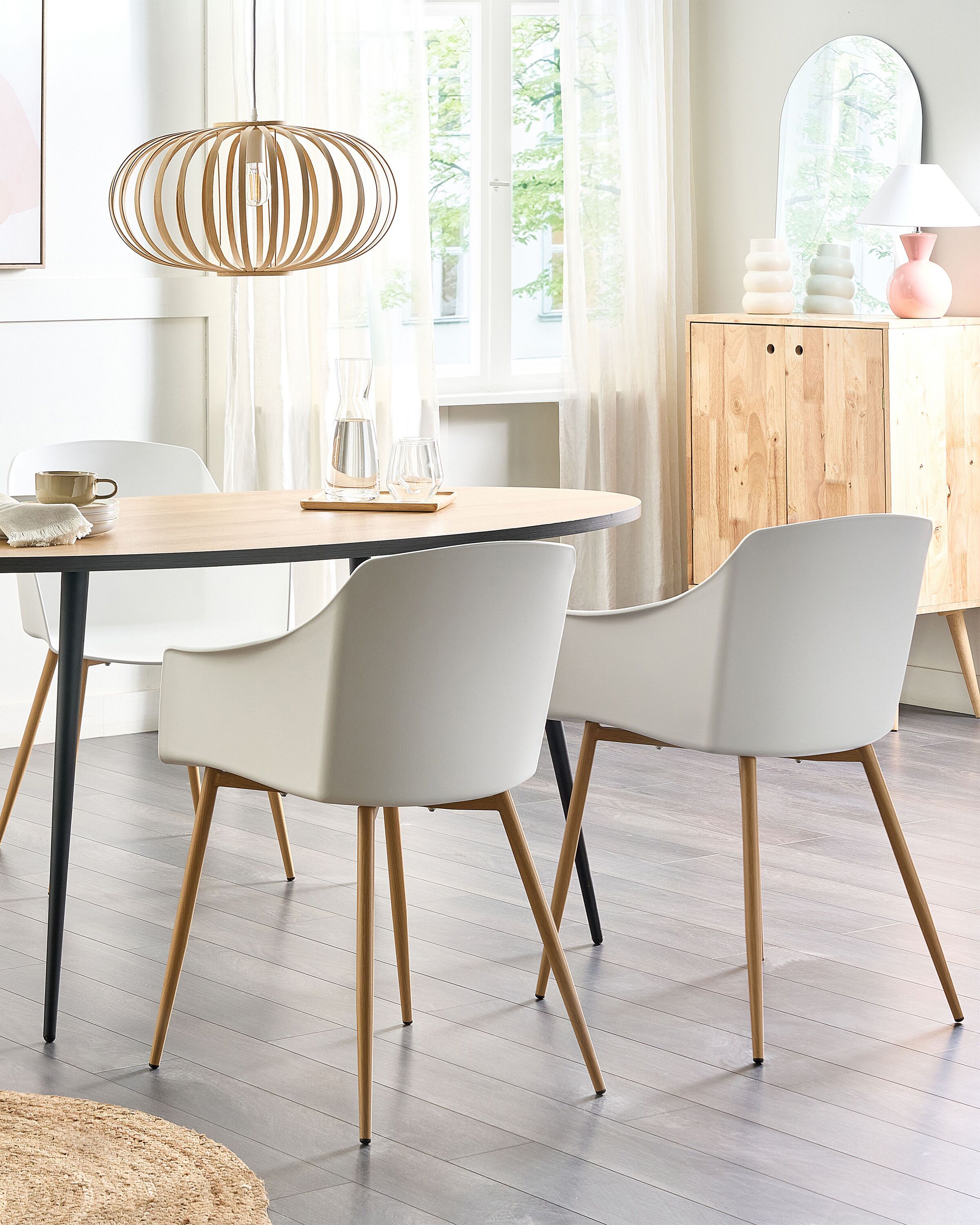 Esszimmerstuhl Kunststoff Weiß Heller Holzfarbton 2er Set Fonda Ii