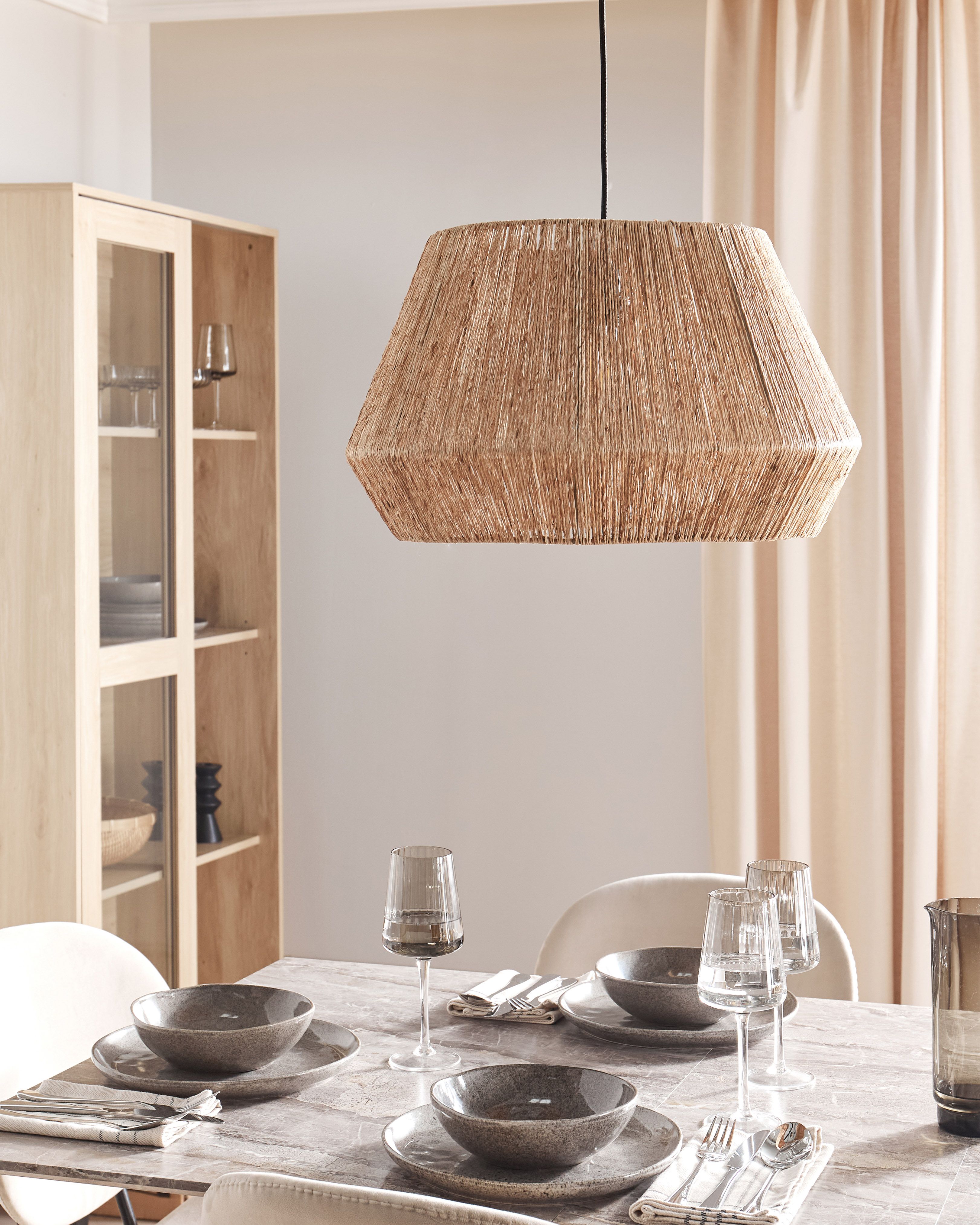 Jute Pendant Lamp Natural BIRAU | Beliani.co.uk